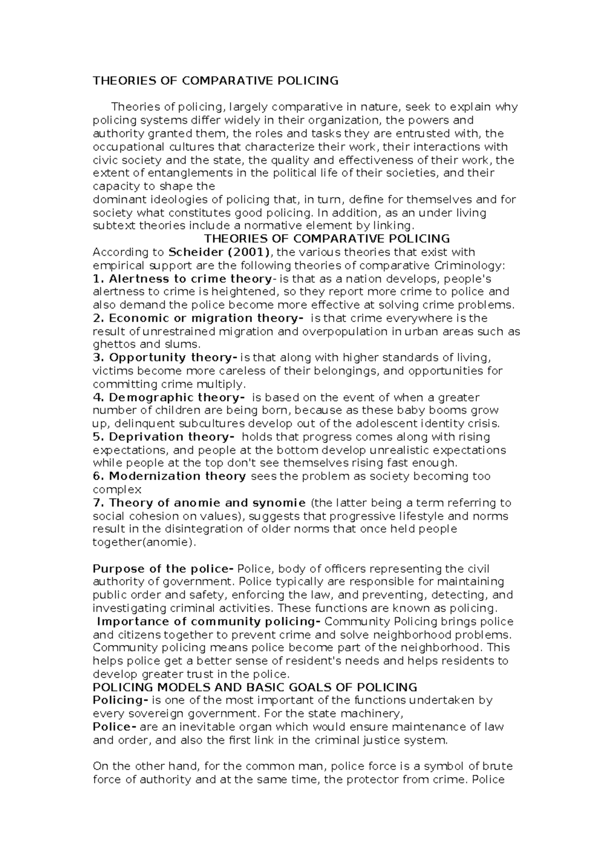 173- Comparative Models IN Policing - THEORIES OF COMPARATIVE POLICING ...