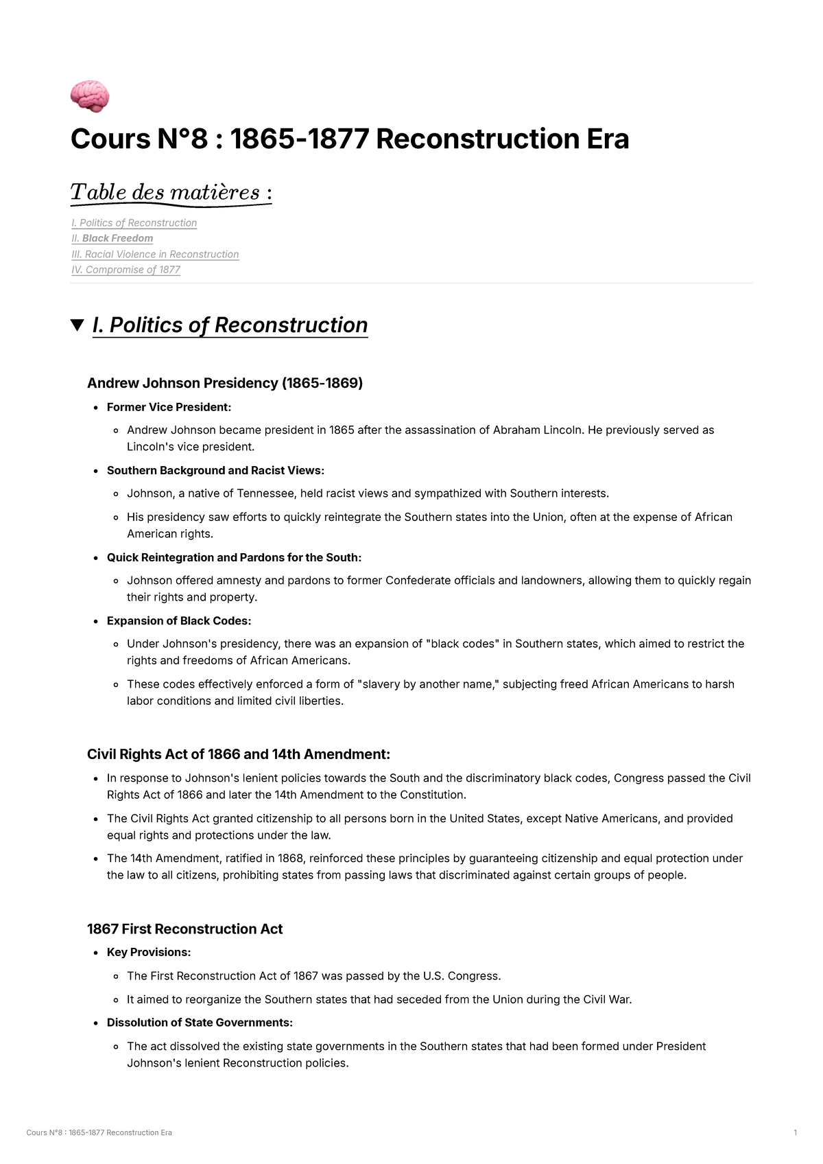 Chapitre N°8 : Reconstruction Era - 🧠 Cours N°8 : 1865-1877 ...