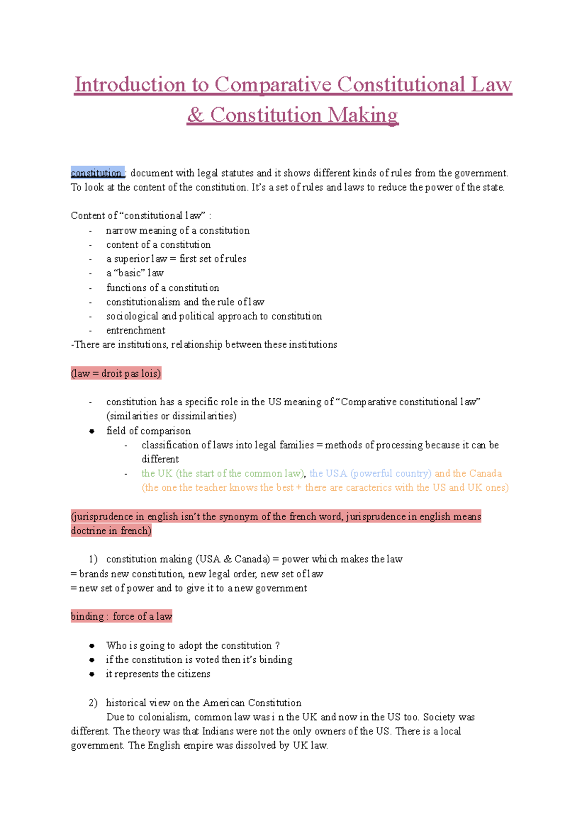 Général - common law - Introduction to Comparative Constitutional Law ...