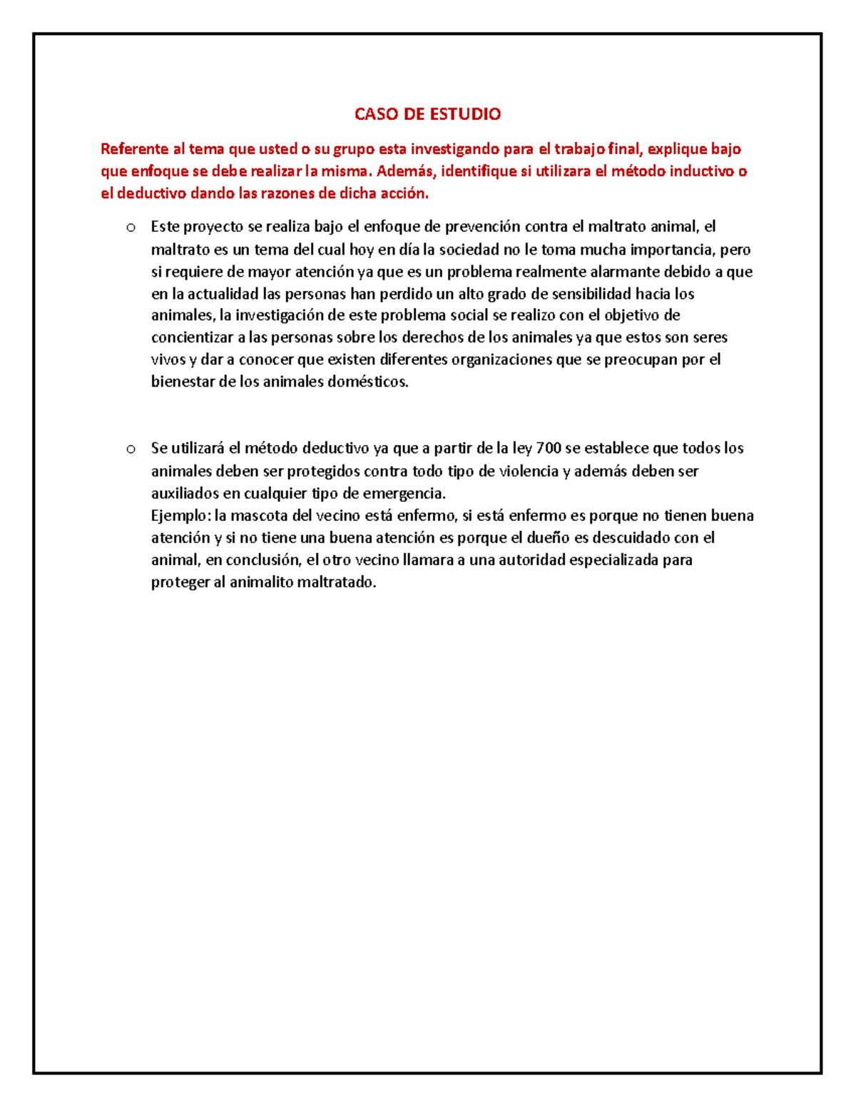 CASO DE Estudio - cuestionario - CASO DE ESTUDIO Referente al tema que ...