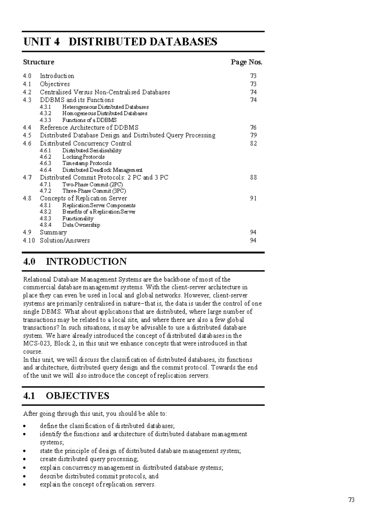 Block-2 MS-043 Unit-4 - material of MCS-043 - Distributed Databases UNIT 4 DISTRIBUTED DATABASES ...