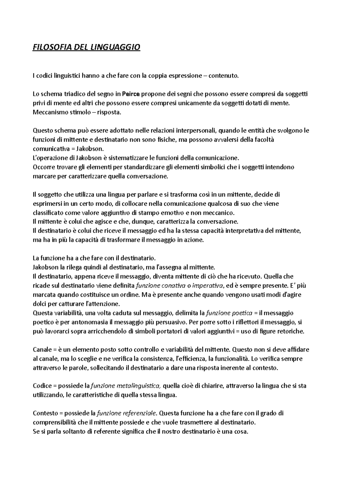 Filosofia DEL Linguaggio - Funzioni comunicative - FILOSOFIA DEL ...