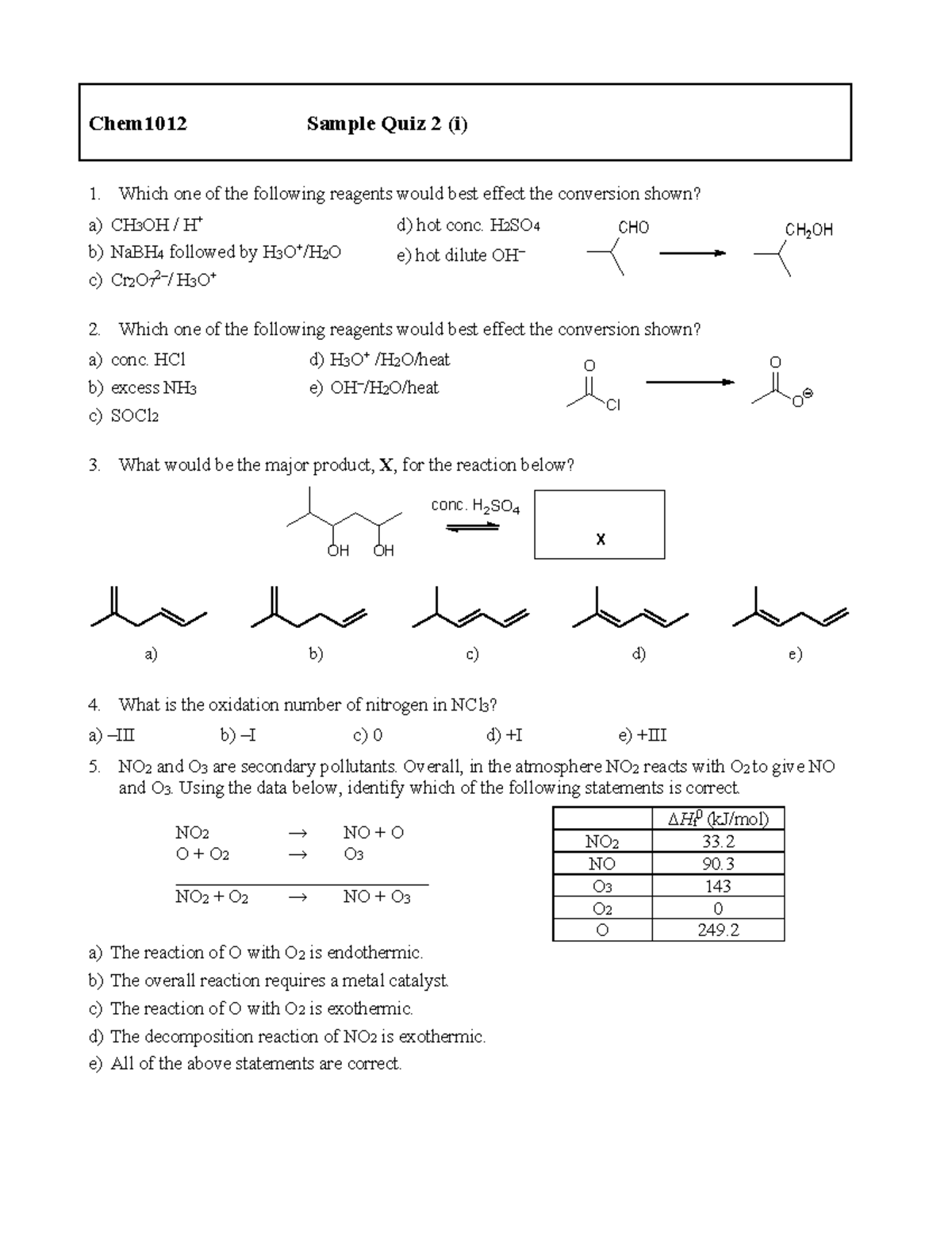 CHEM1012 Sample Quiz 2 - Practice quiz - Chem1012 Sample Quiz 2 (i ...