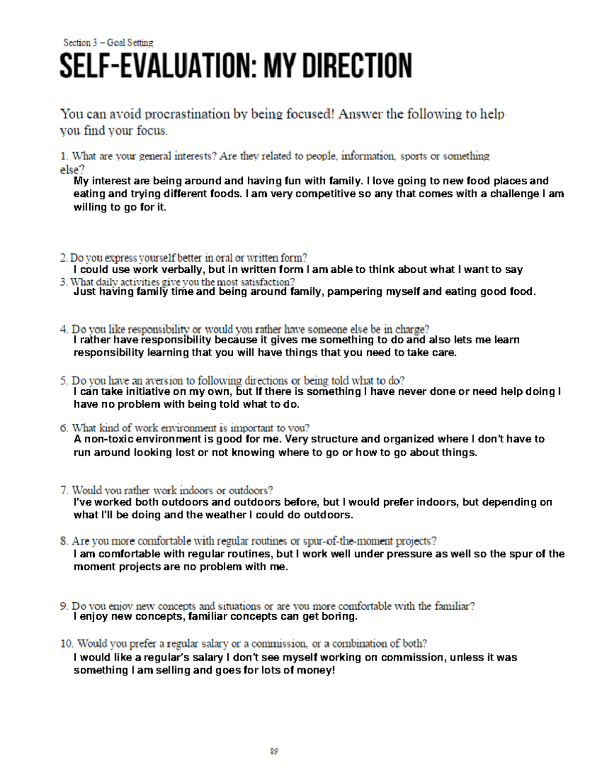 E102 ml ex1 - A good example to go upon when writing about self ...