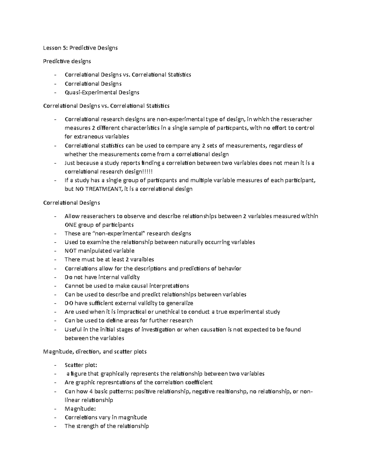 Lesson 5 Week 9 notes - Lesson 5: Predictive Designs Predictive designs ...