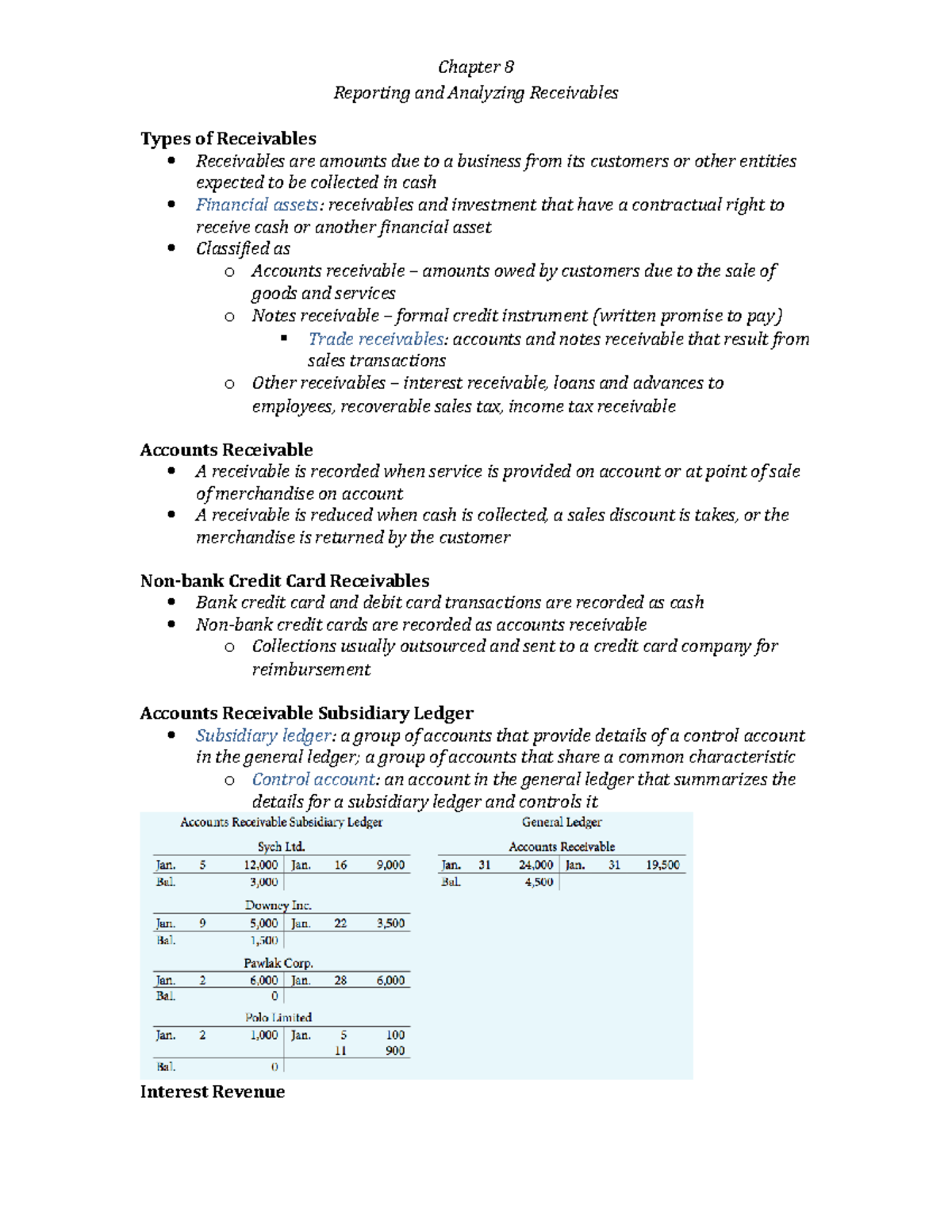 ACCT1220 * Chapter 8 * Reporting and Analyzing Receivables - Chapter 8 Reporting and Analyzing ...