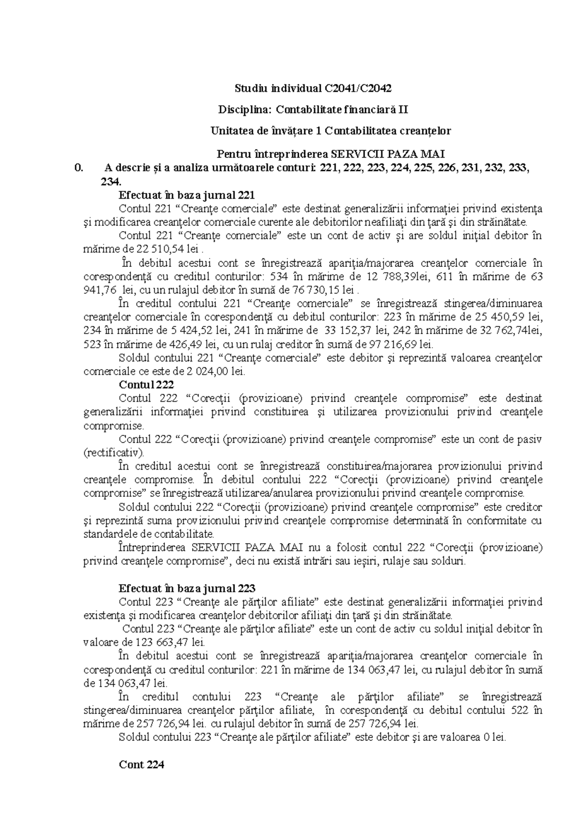 Lucru individual 1 CF II - Studiu individual C2041/C Disciplina ...