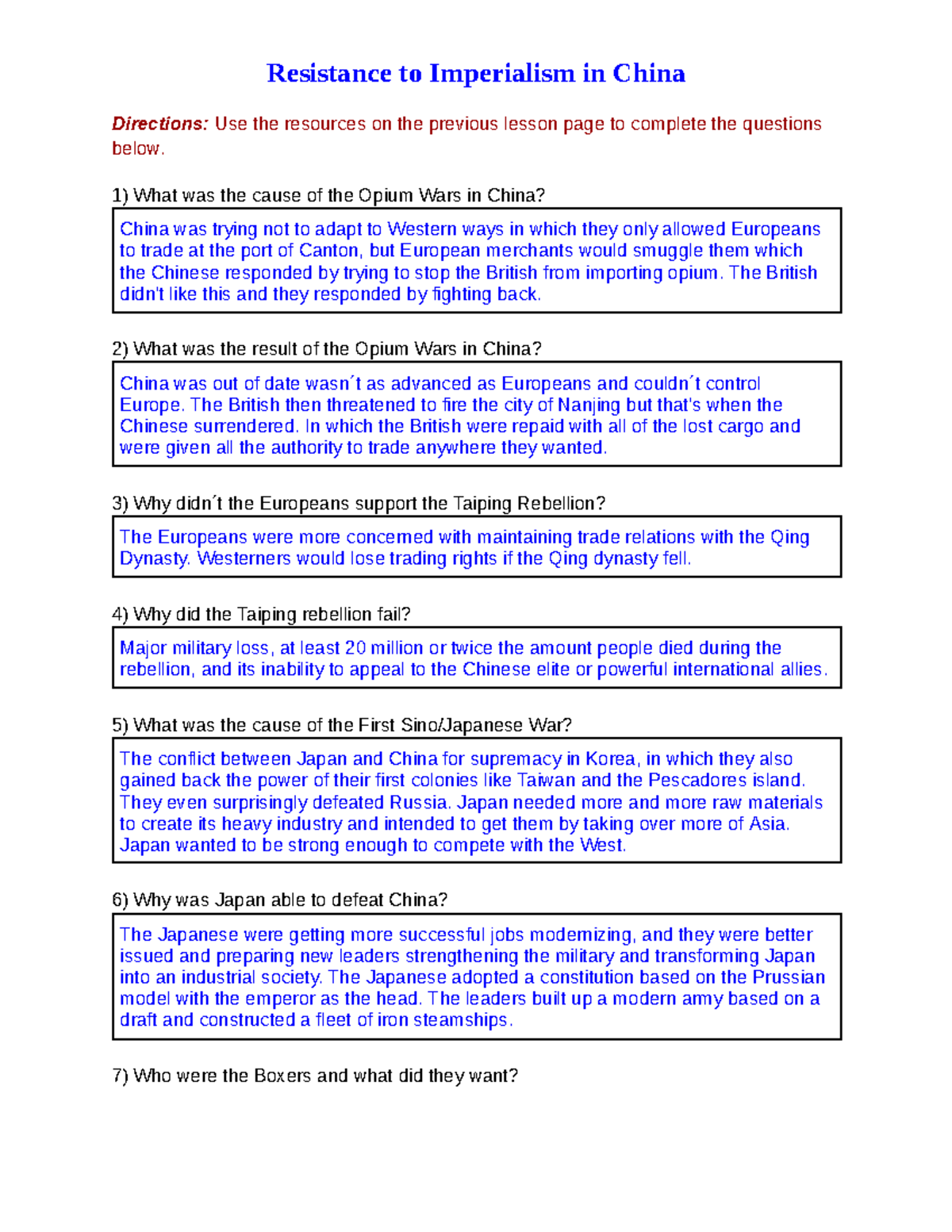 Copy of Student Copy - Resistance to Imperialism in China - Google Docs ...