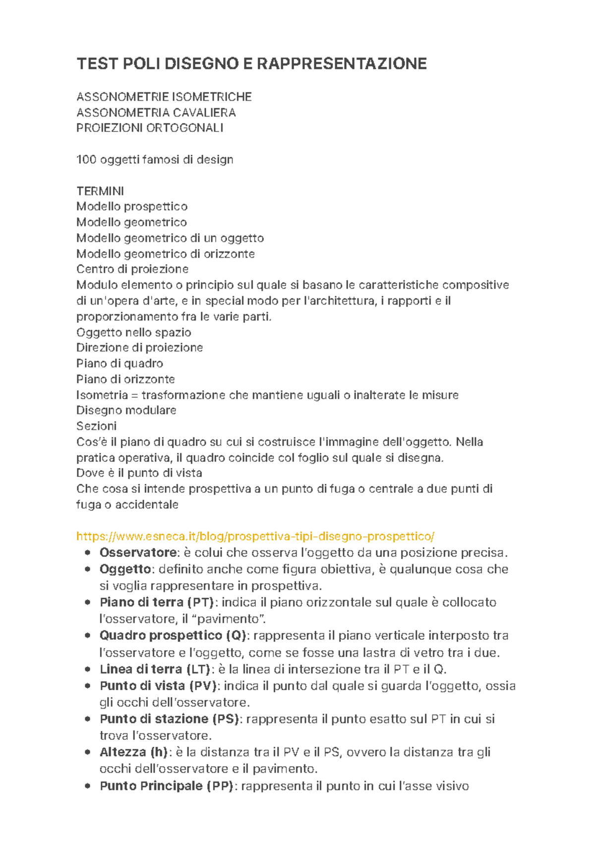 TEST POLI Disegno e Rappresentazione - TEST POLI DISEGNO E ...
