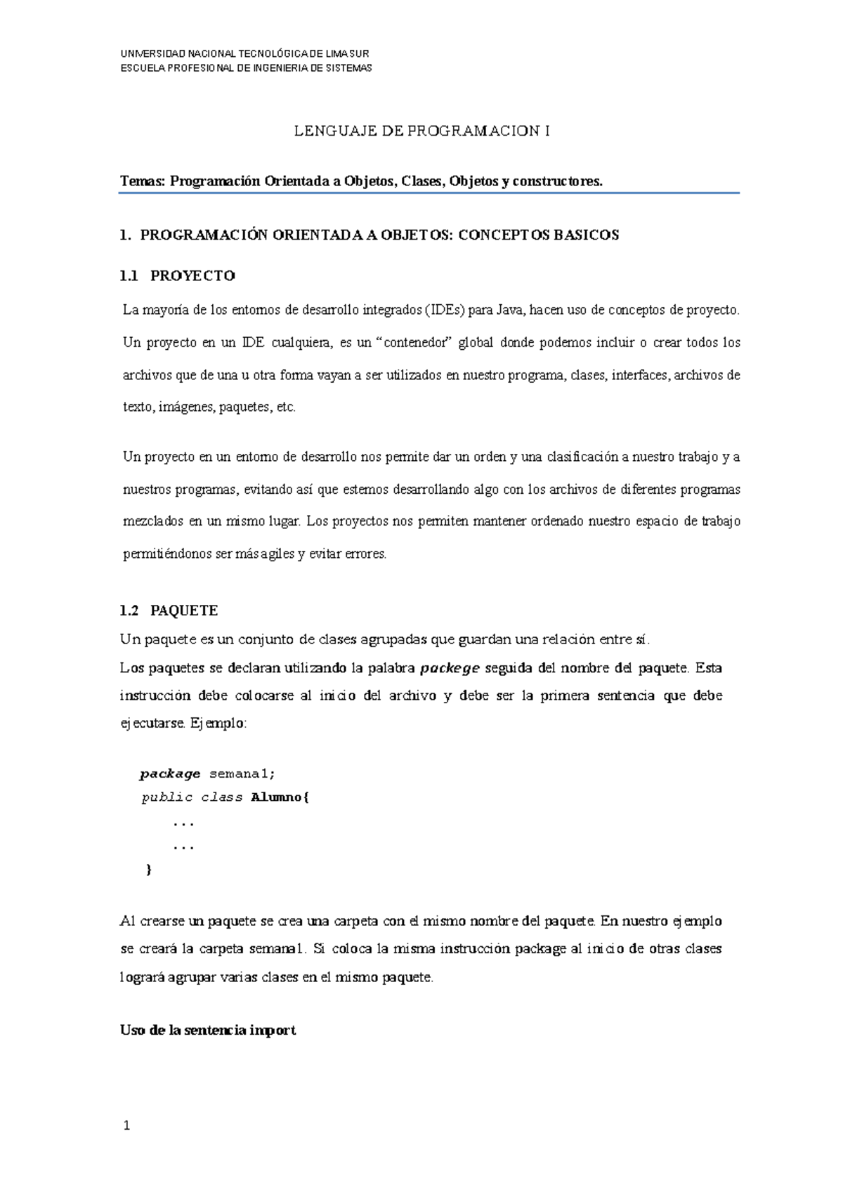 Tema1 POO,Clases,objetos,constructores - LENGUAJE DE PROGRAMACION I ...