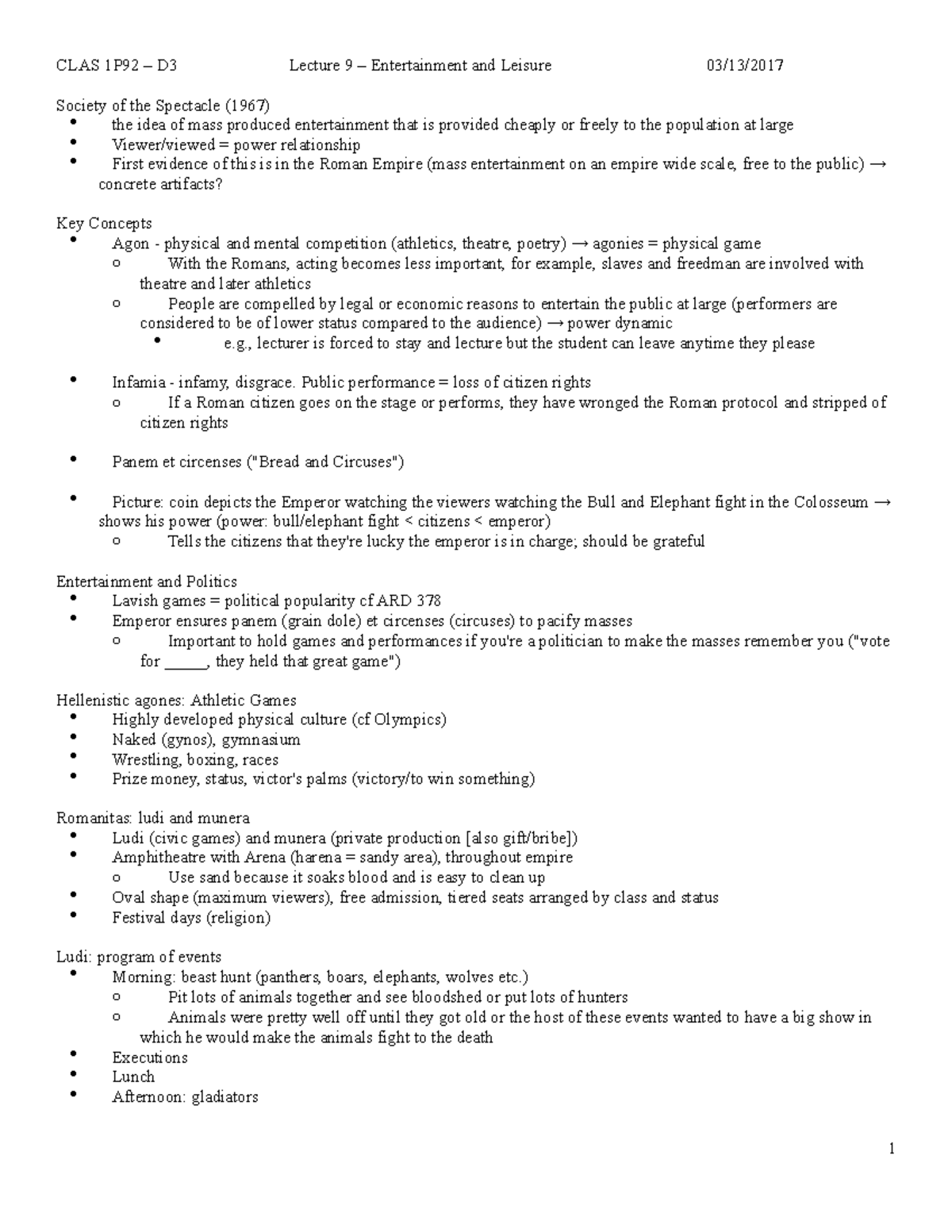 CLAS 1P92 - Lecture 09 - Mar 13 - Society of the Spectacle (1967) the ...