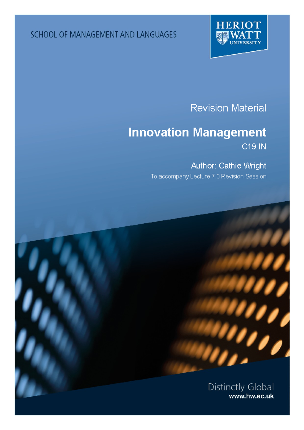 Lecture 7 Innovation Management Revision Material - Innovation ...