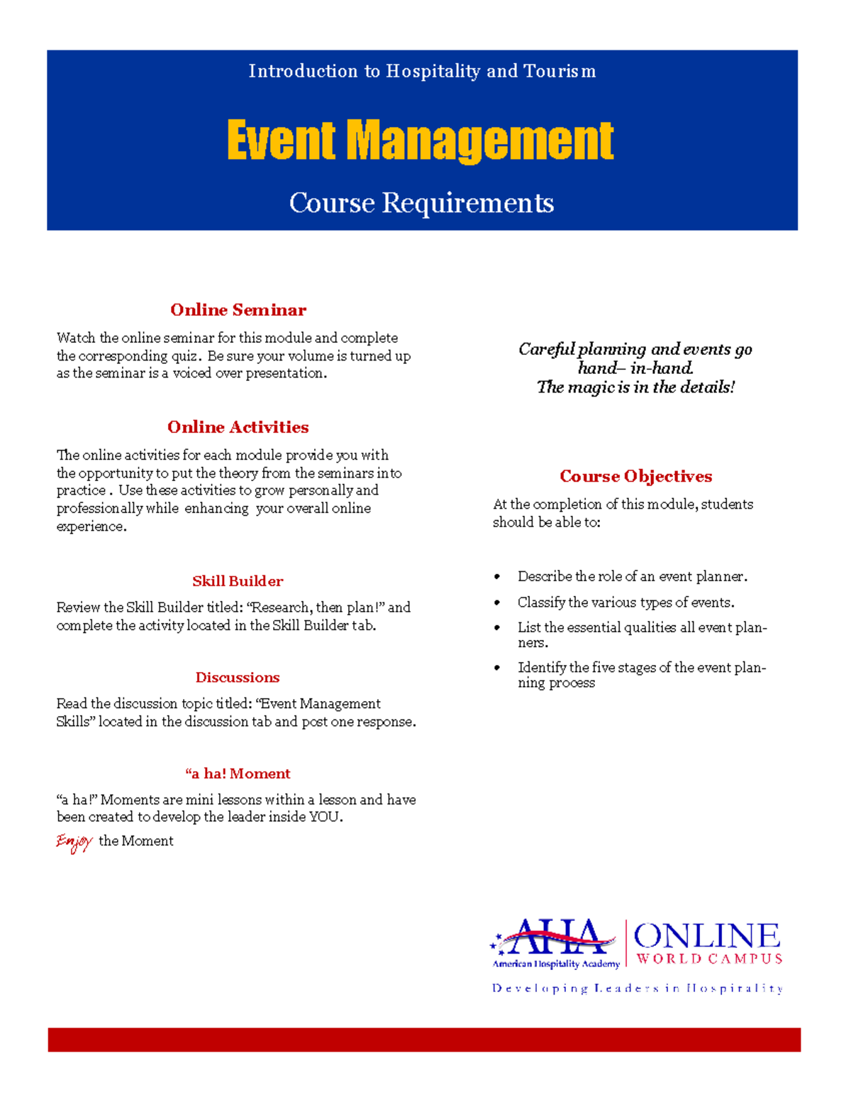 M9 Event Management - Careful planning and events go hand– in-hand. The ...
