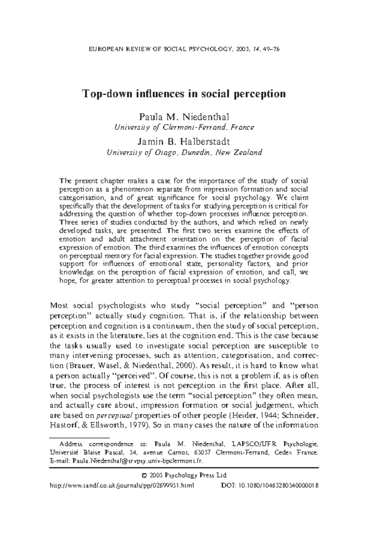 Niedentahl & Halberstadt artikel - Top-down influences in social ...