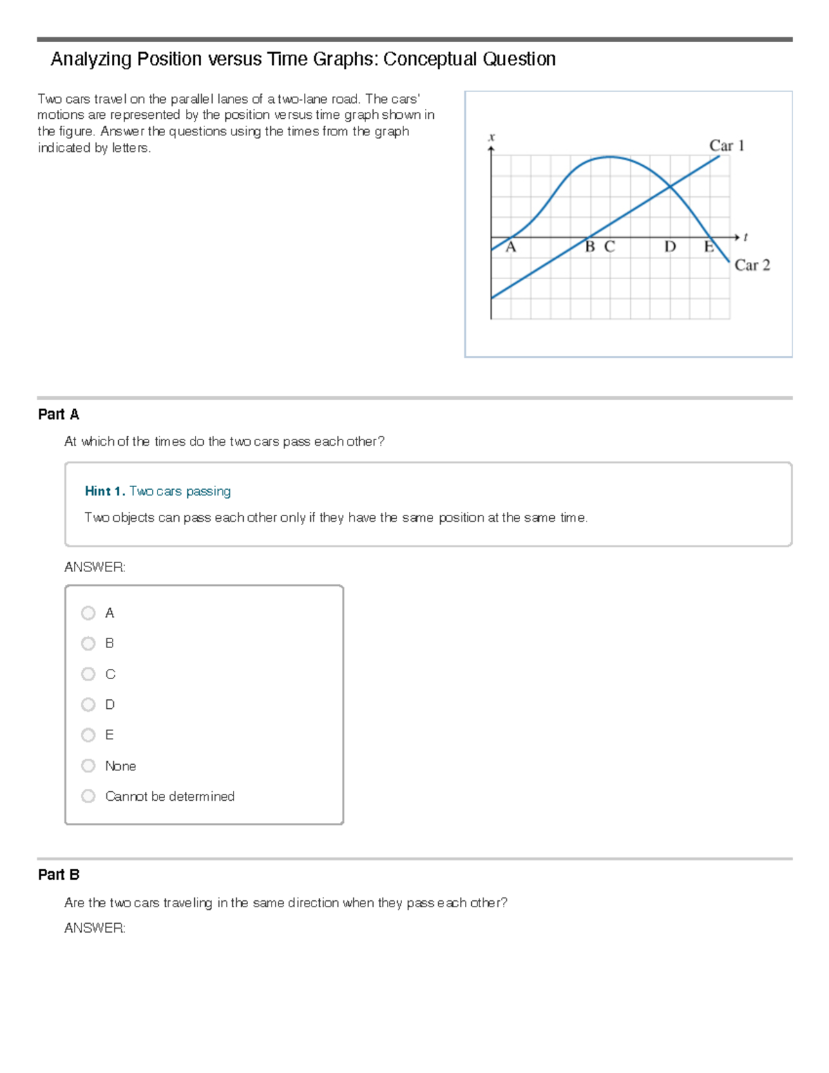 Recitation 1 all problems - Analyzing Position versus Time Graphs ...
