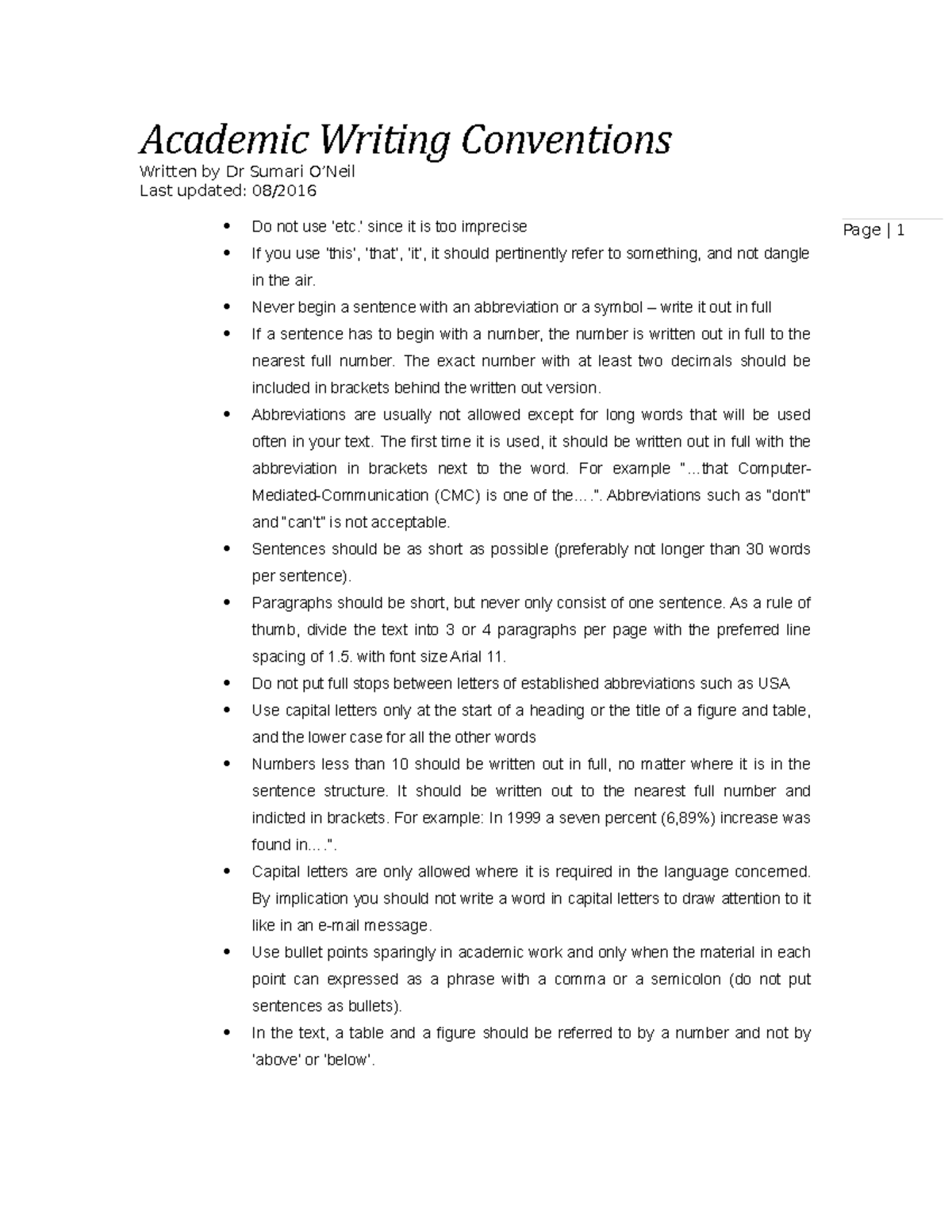 BDO 373 Academic writing conventions - Academic Writing Conventions ...
