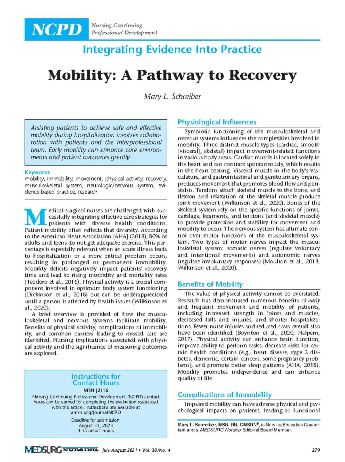Mobility- A Pathway to Recovery - July-August 20 21 • Vol. 30/No. 4 279 ...