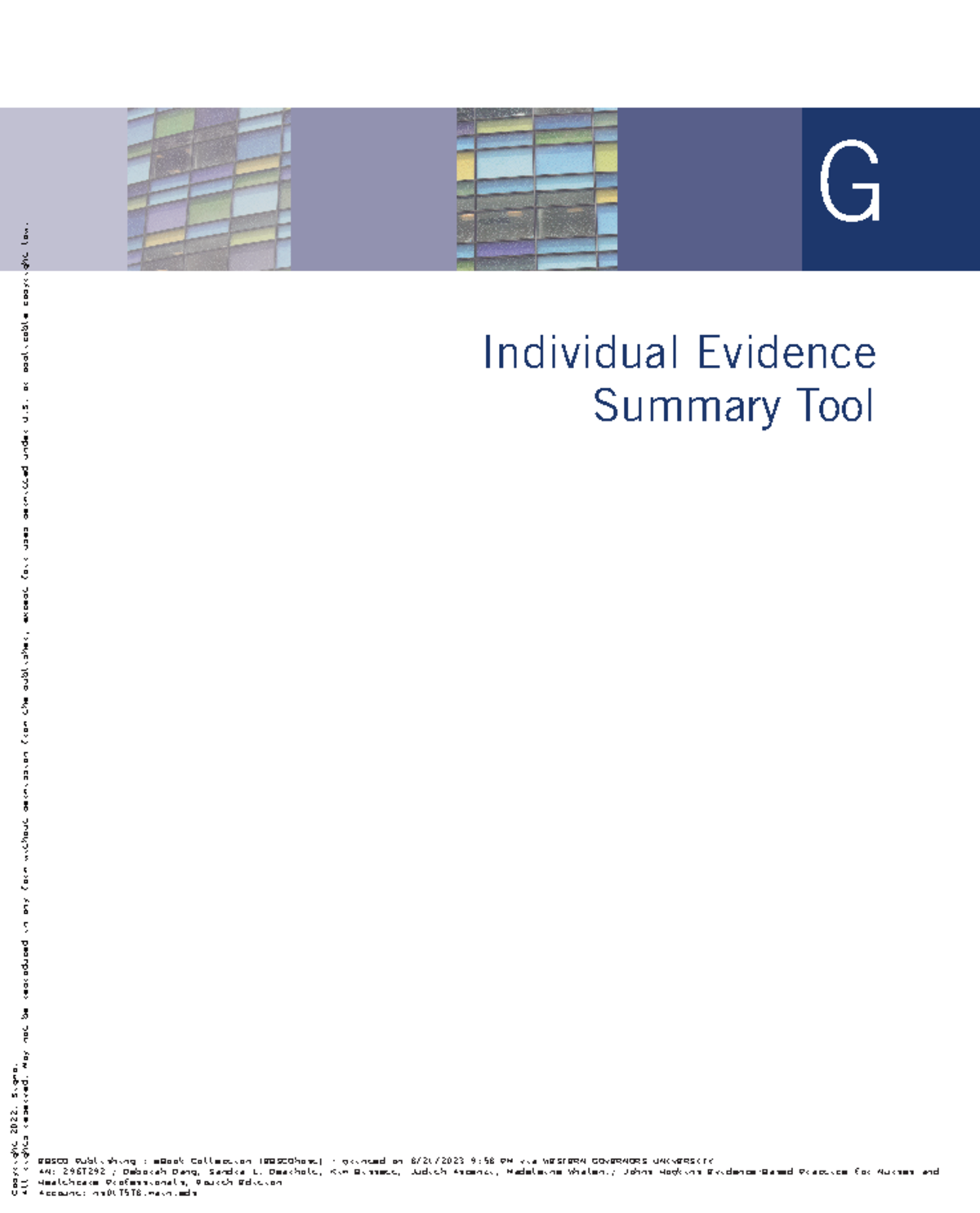Appendix G Individual Ev Johns Hopkins Evidence B - G Individual ... Appendix G Individual Ev Johns Hopkins Evidence B - G Individual ...