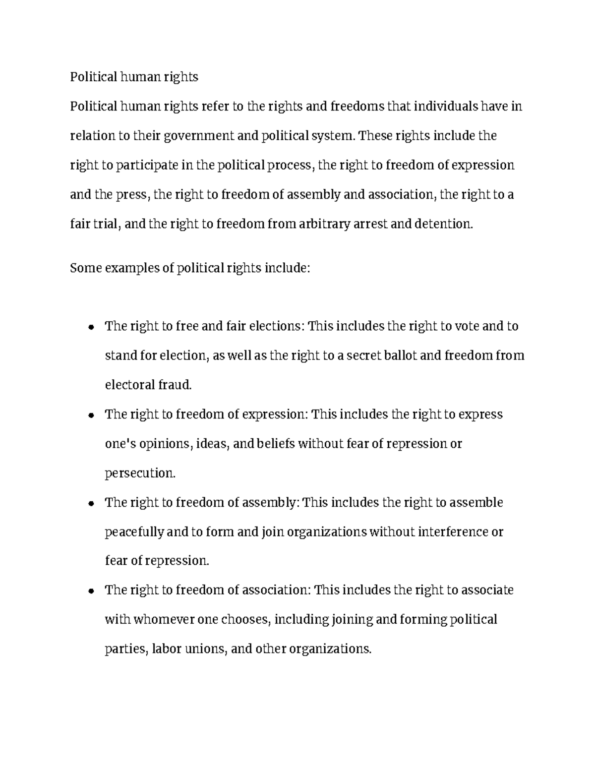 Political sciences(Political human rights) - Political human rights ...