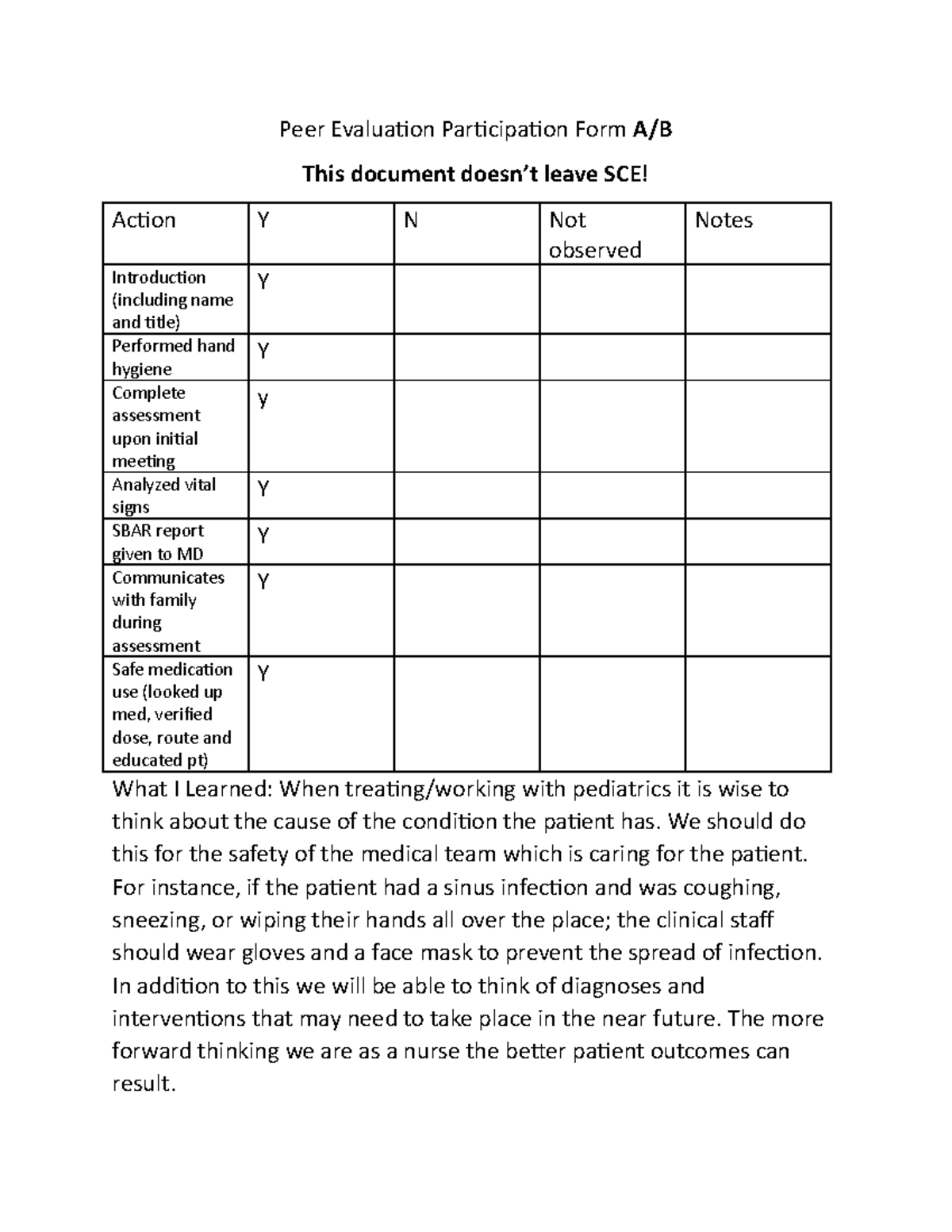 Peer Participation Form - Peer Evaluation Participation Form A/B This ...