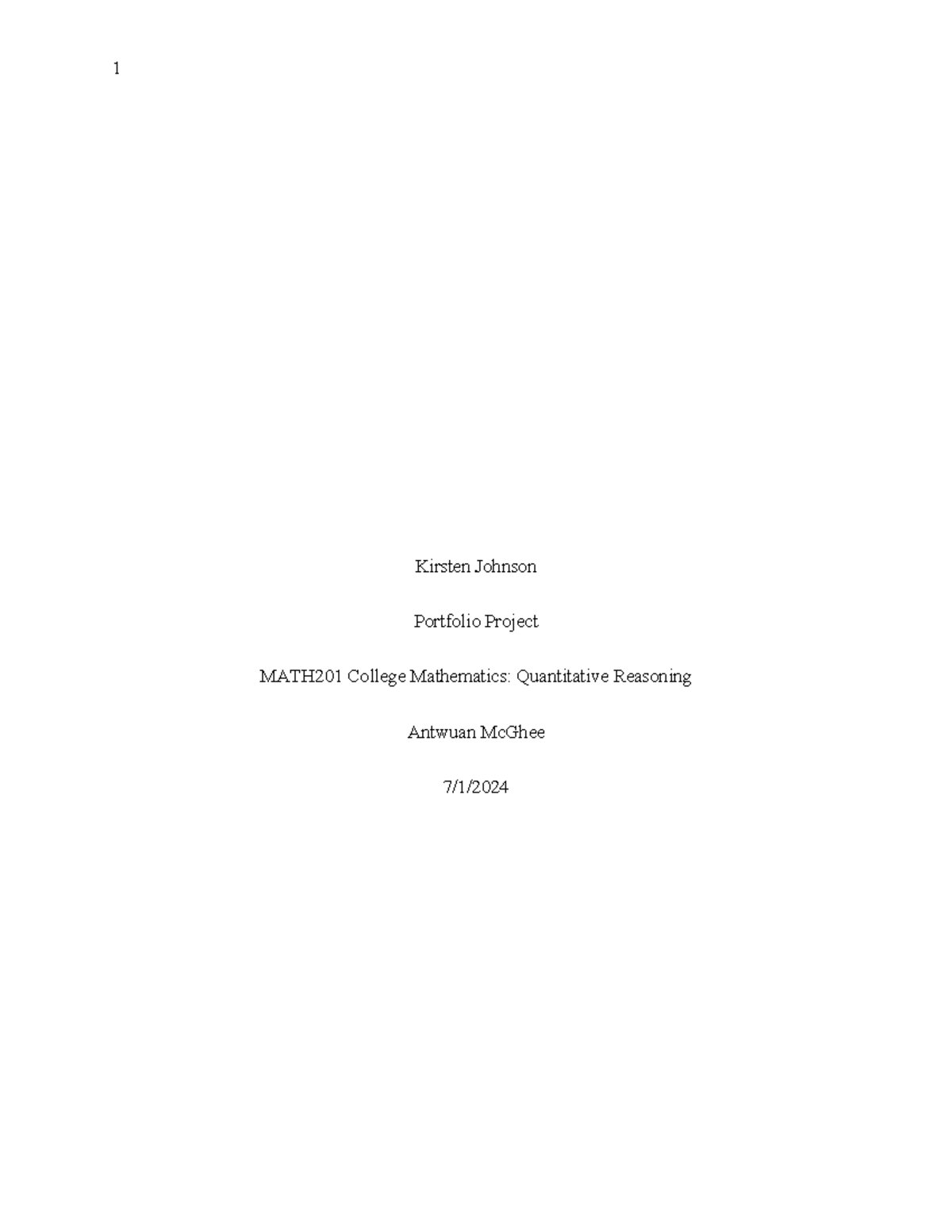MATH201 - Portfolio Project Template - Kirsten Johnson Portfolio ...