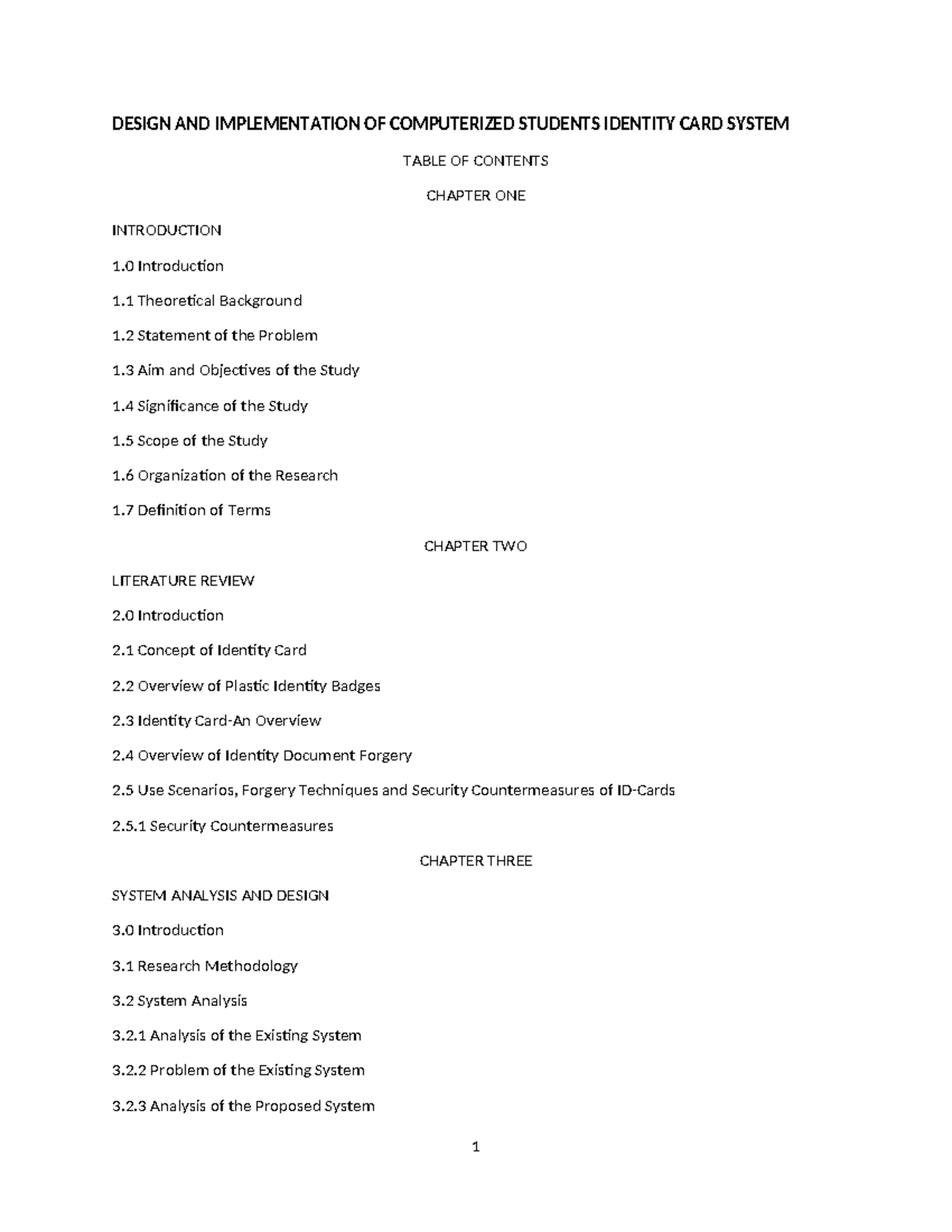 Design AND Implementation OF Computerized Students Identity CARD System - DESIGN AND ...