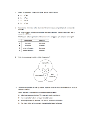 Multiple-choice questions in biology, not very difficult - 1 A student ...
