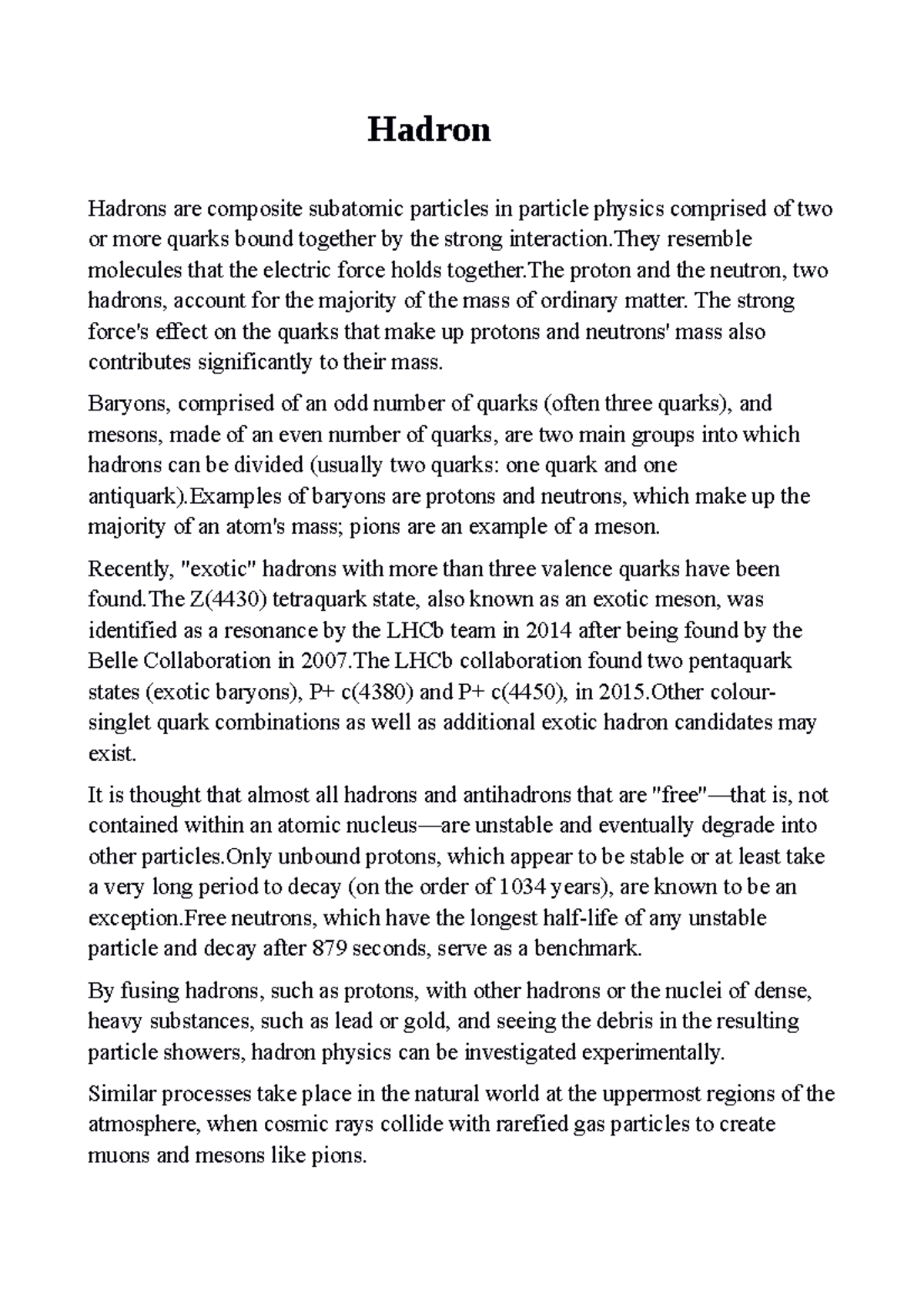 Hadron - Ifah - Hadron Hadrons are composite subatomic particles in ...