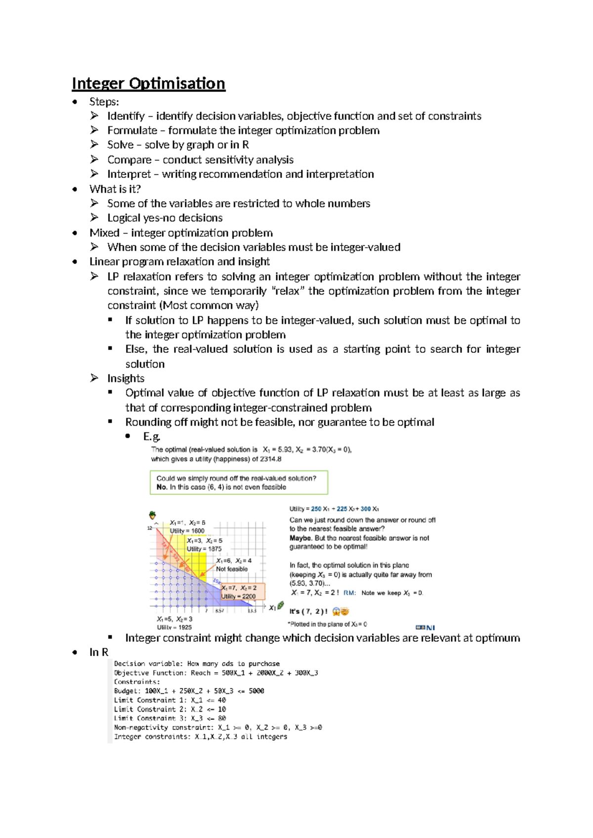 Bt1101 Wk12 L Integer Optimization Integer Optimisation Steps Identify Identify Decision