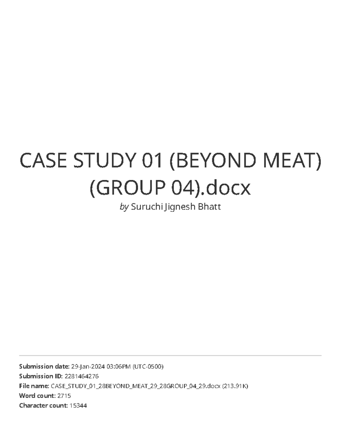 CASE Study 01 ( Beyond MEAT) ( Group 04) - CASE STUDY 01 (BEYOND MEAT) (GROUP 04).docx by ...