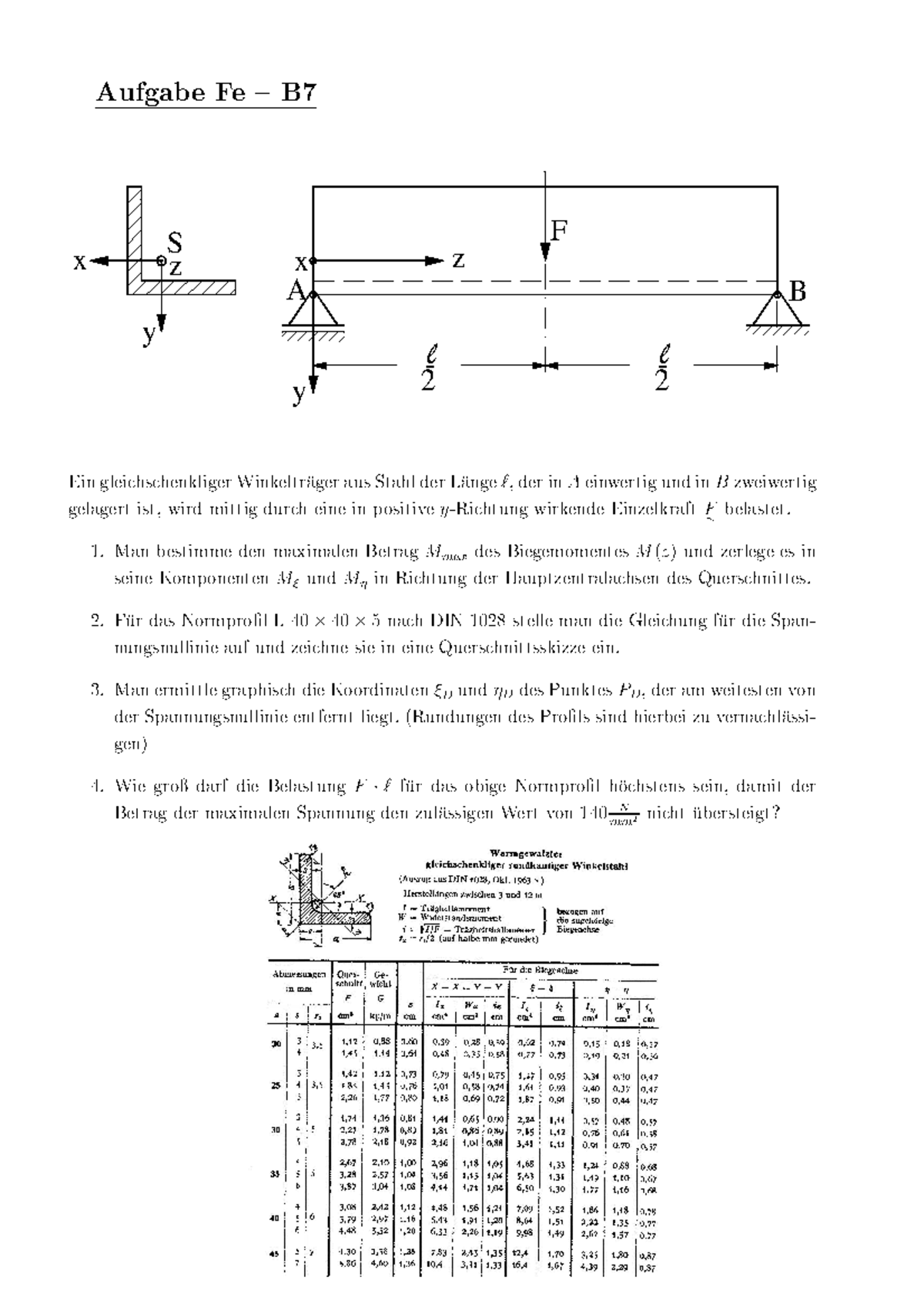 Praktisch - Aufgabe Fe-B7 mit Lösungen - Festigkeitslehre - Aufgabe Fe ...