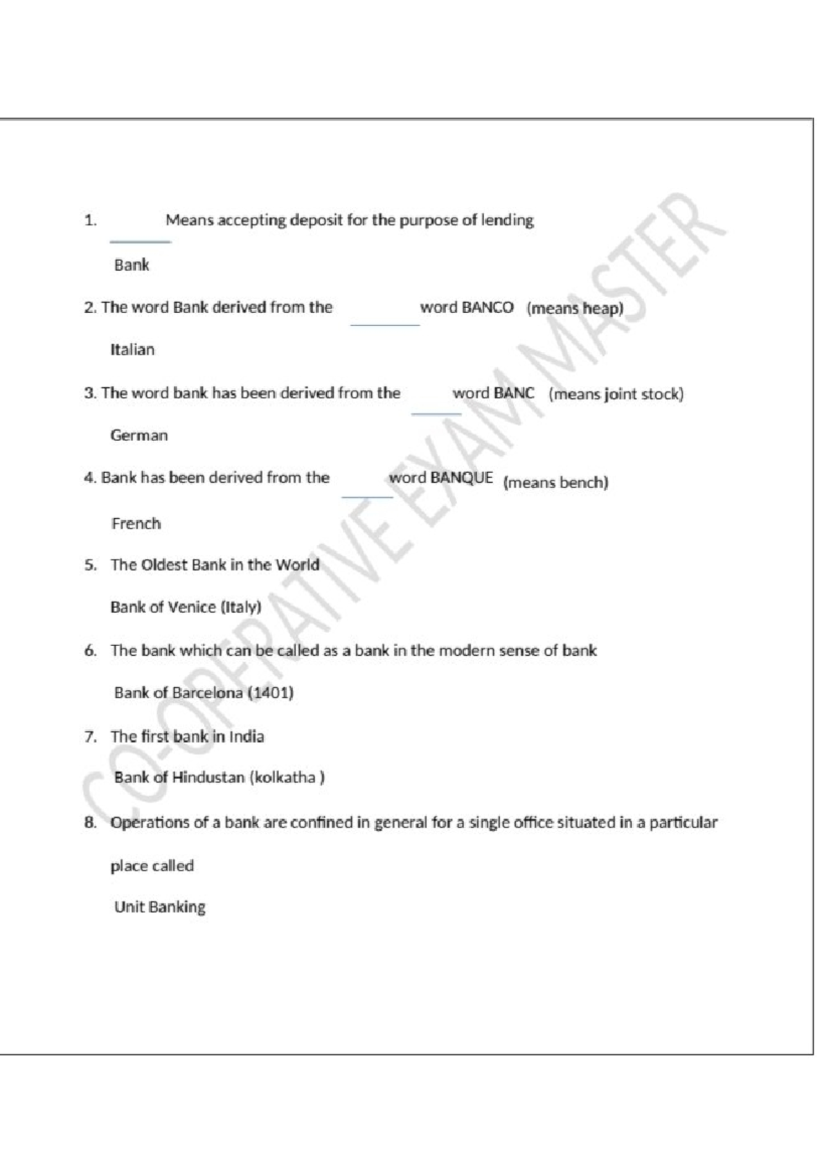 B1 - Banking question and answers - Banking Theory and Practice - Studocu