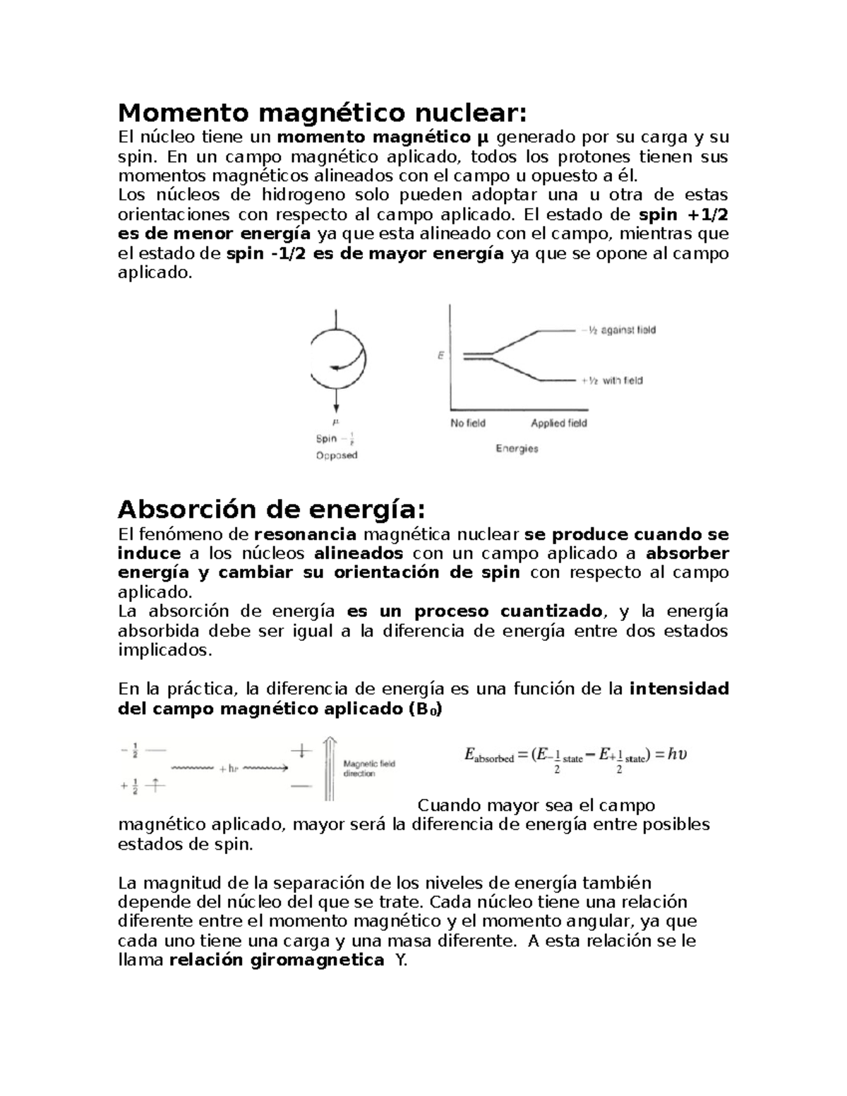 RMN - Es un resumen de los fundamentos de la RMN - Momento magnético ...