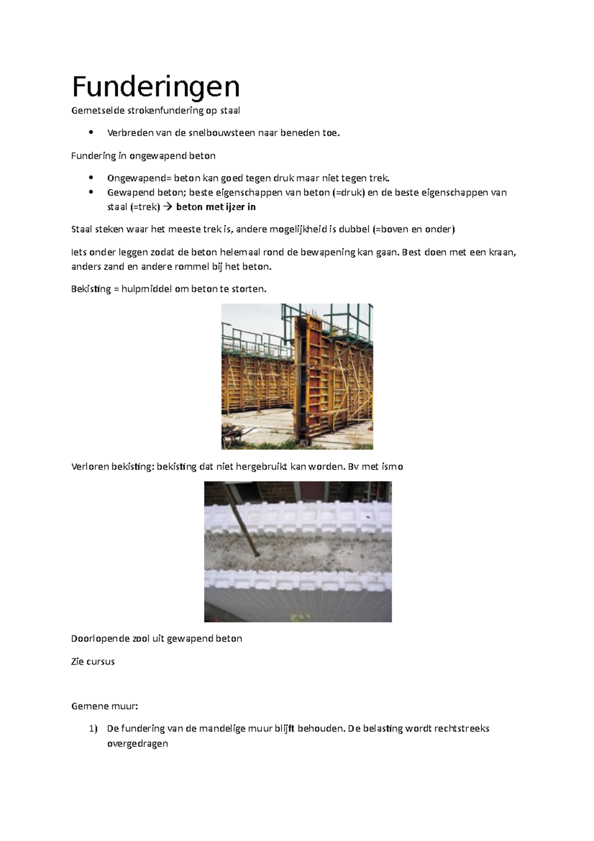 soorten funderingen - Funderingen Gemetselde strokenfundering op staal ...