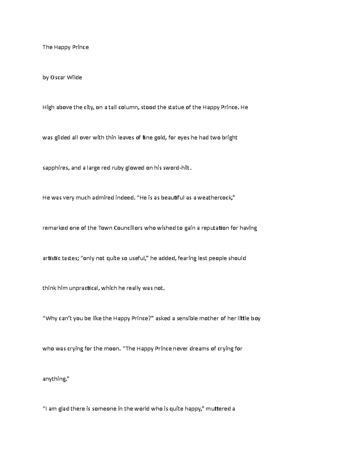 The Happy Princ-WPS Office - The Happy Prince by Oscar Wilde High above ...