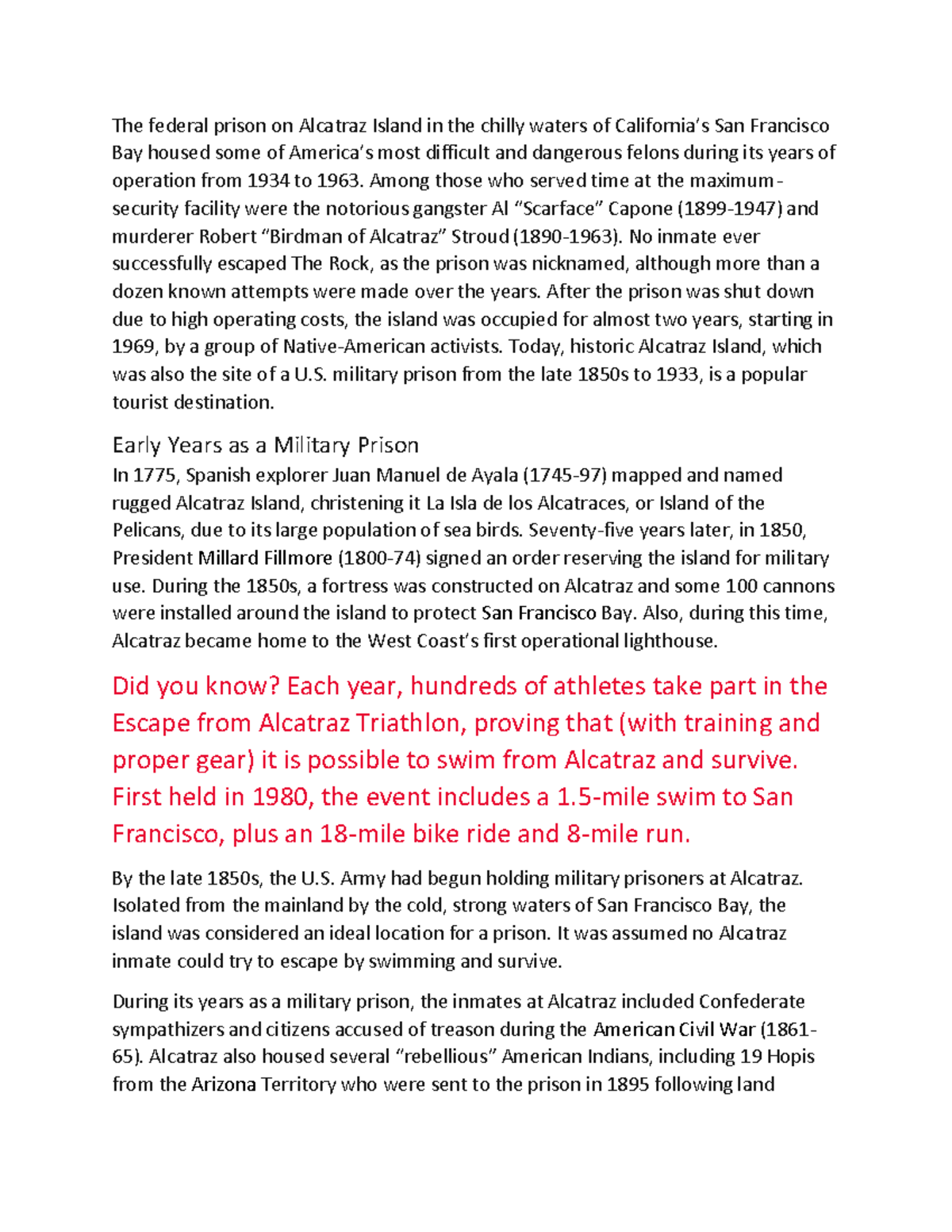 Alcatraz Notes - The federal prison on Alcatraz Island in the chilly ...