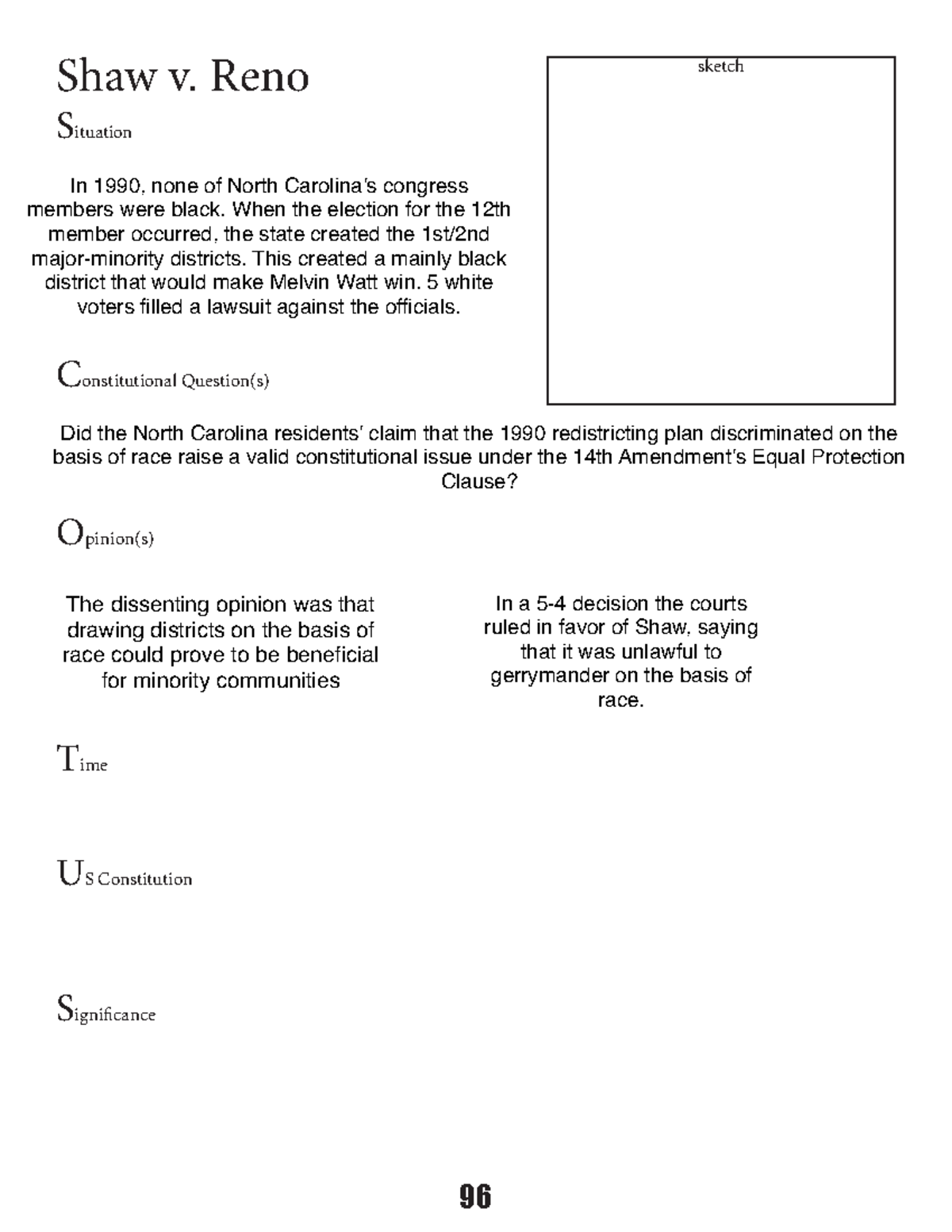 Shawreno - Summary American Government - Shaw v. Reno Situation ...