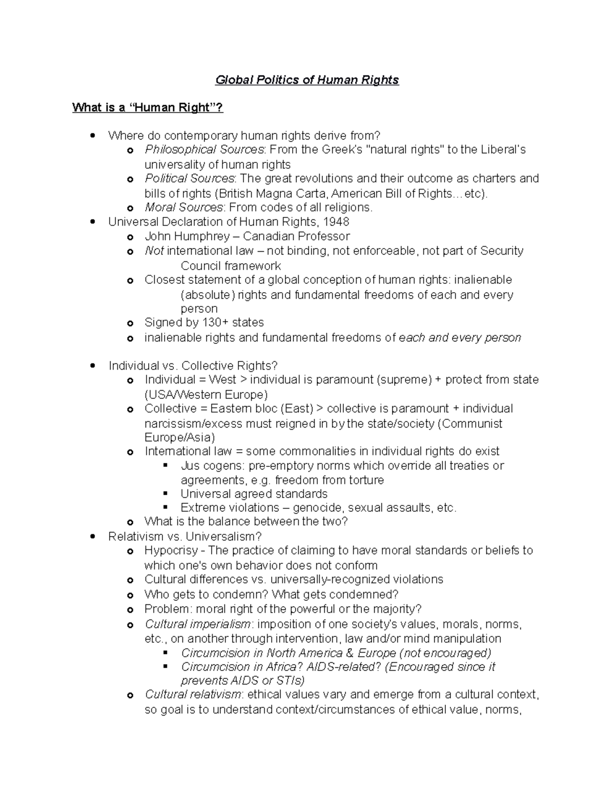 Lecture 22 - Global Politics of Human Rights - Global Politics of Human ...