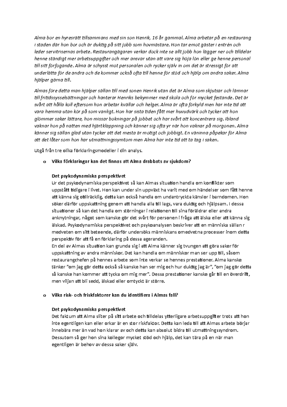 Julia - Inlämningsuppgift - svarar på frågor i uppgiften i löpande text ...