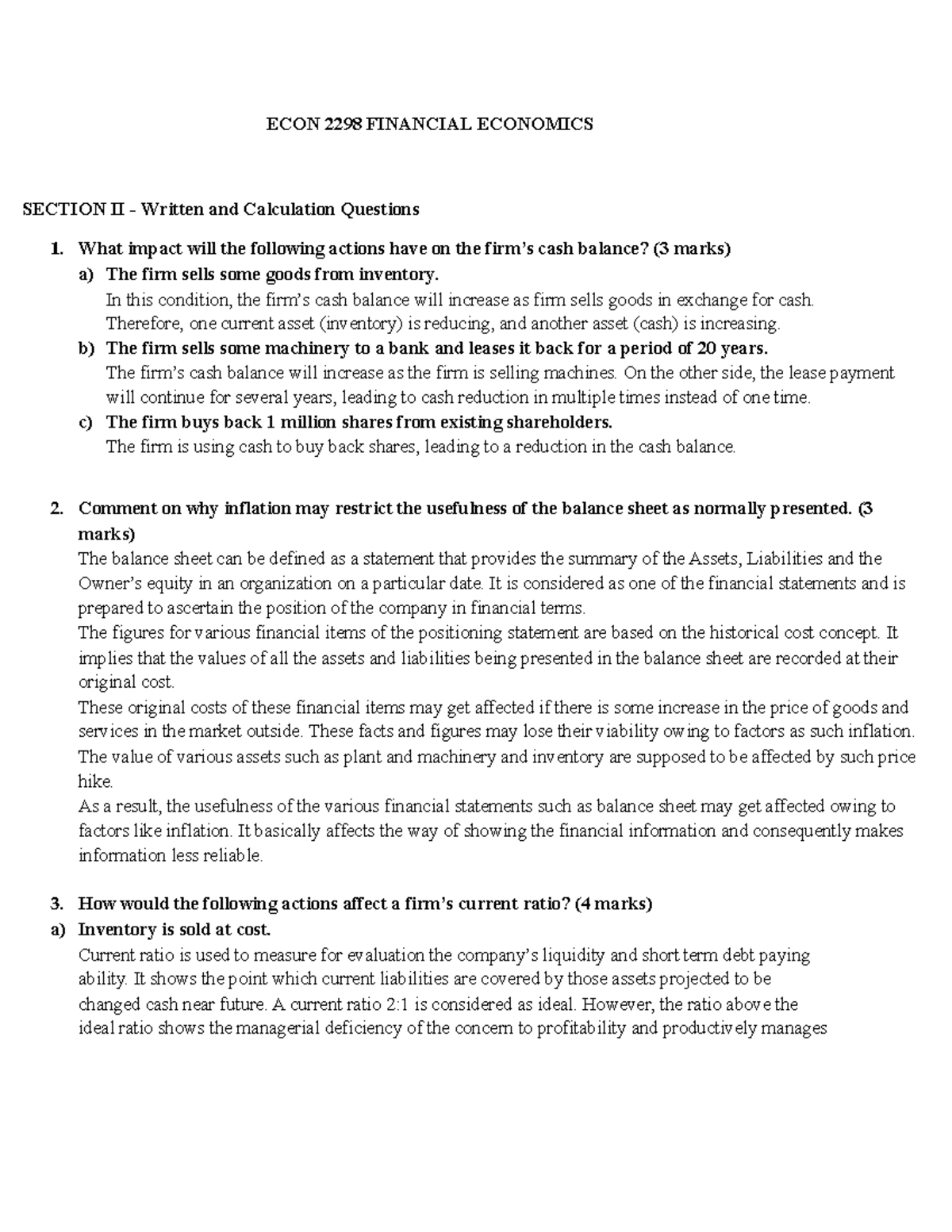 Financial economics Midterm 1 exam 2021 Version 1 - ECON 2298 FINANCIAL ...
