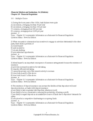 Chapter 20 - Test bank for financial markets - Financial Markets and ...