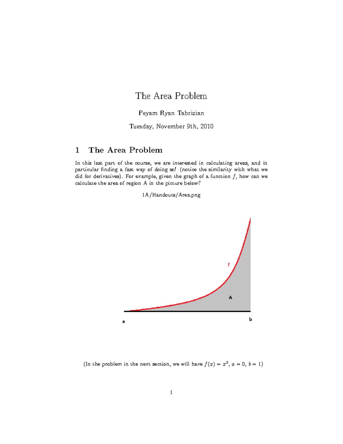 The-Area-Problem - Lecture notes area - MATH 2B - UCI - Studocu