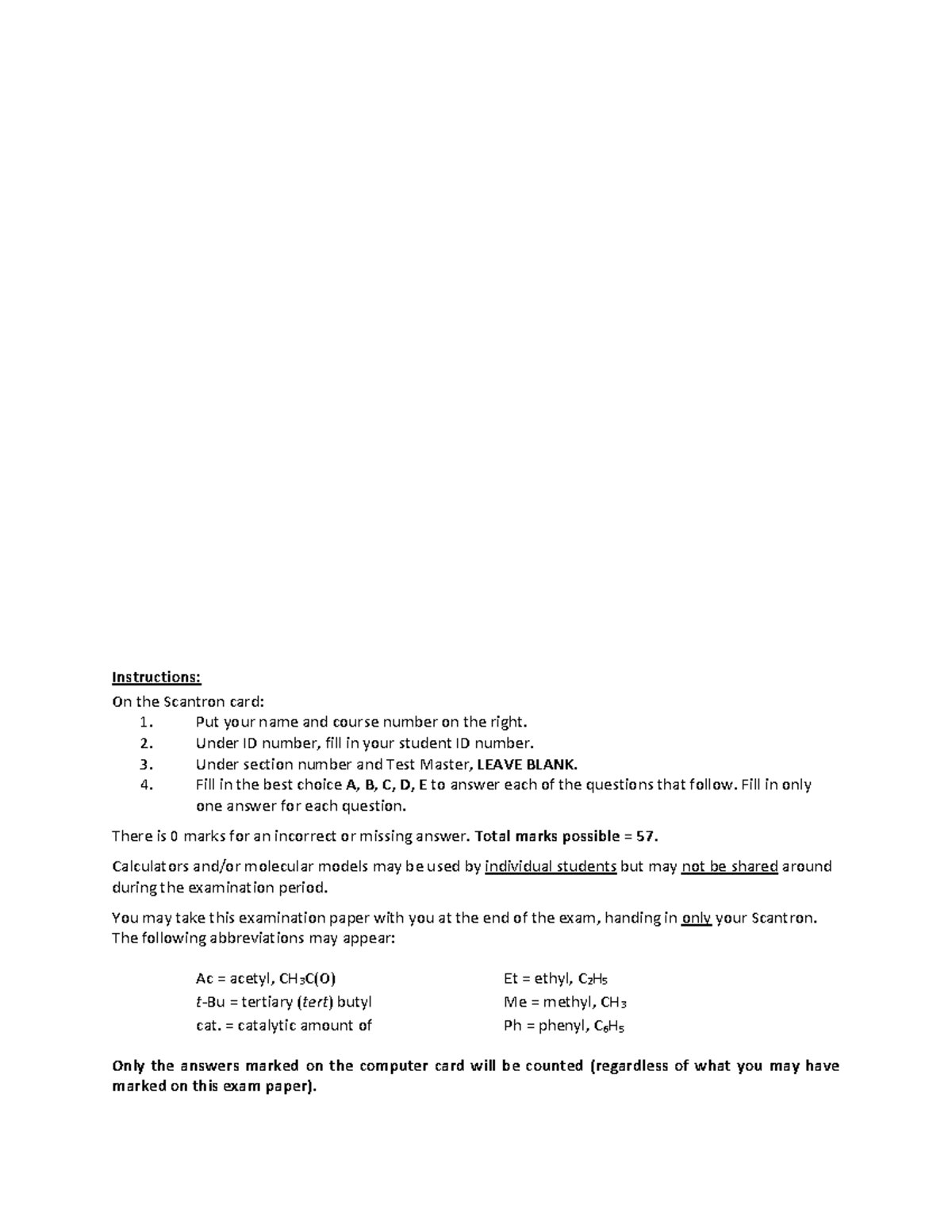 17 final exam - Practice Exam from 2017 - CHEM 266 - UWaterloo - Studocu