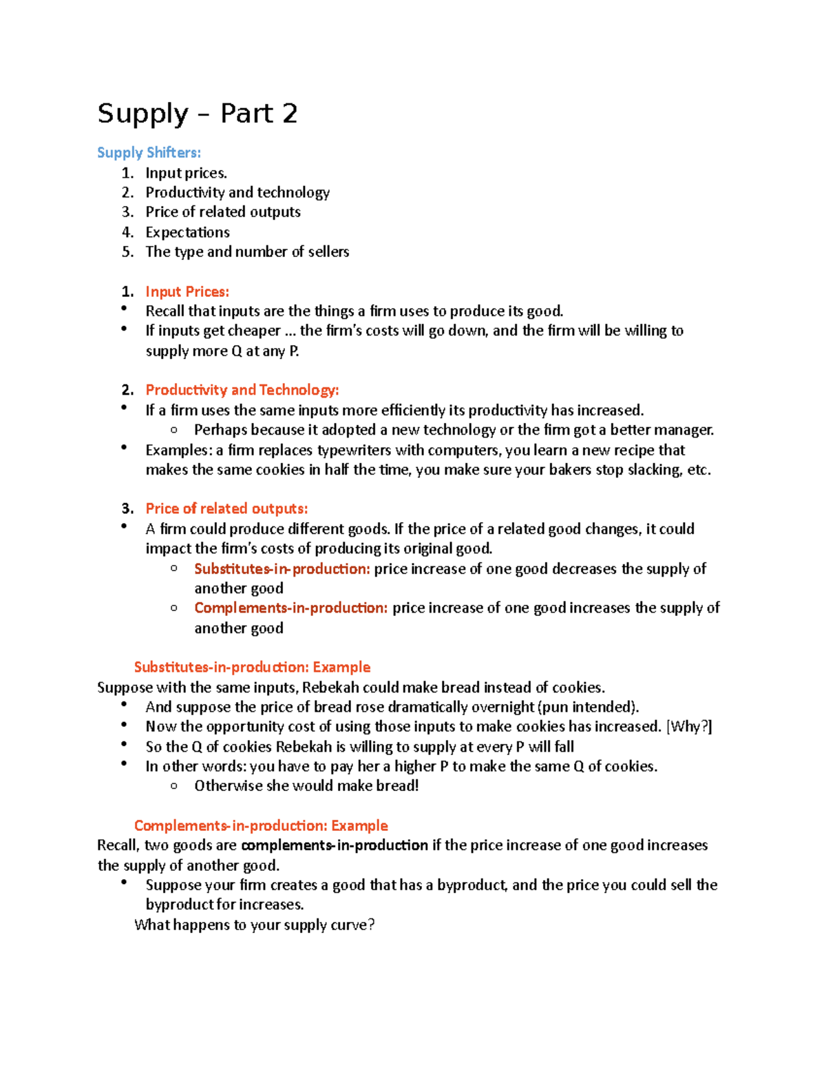 Supply - Part 2 - Prof. was David Burk - Supply – Part 2 Supply ...