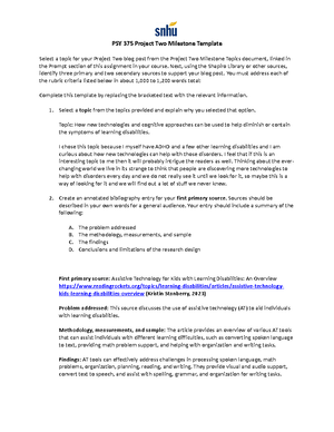 PSY 375 Project One Milestone Template done - PSY 375 Project One ...