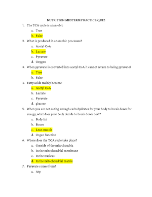 Nutrition midterm notes - TCA CYCLE - ATP Adenosine triphosphate ...