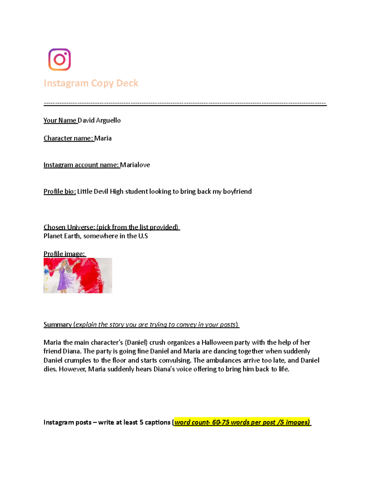 Copy deck 1 - copy deck instagram - Instagram Copy Deck - Your Name ...