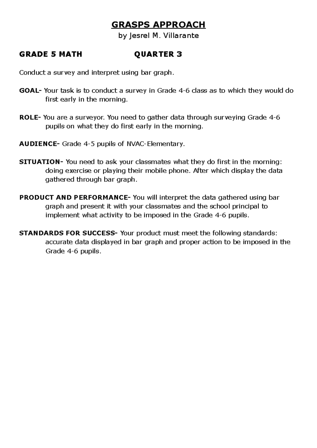 Grasps Approach - instructional materials - GRASPS APPROACH by Jesrel M ...