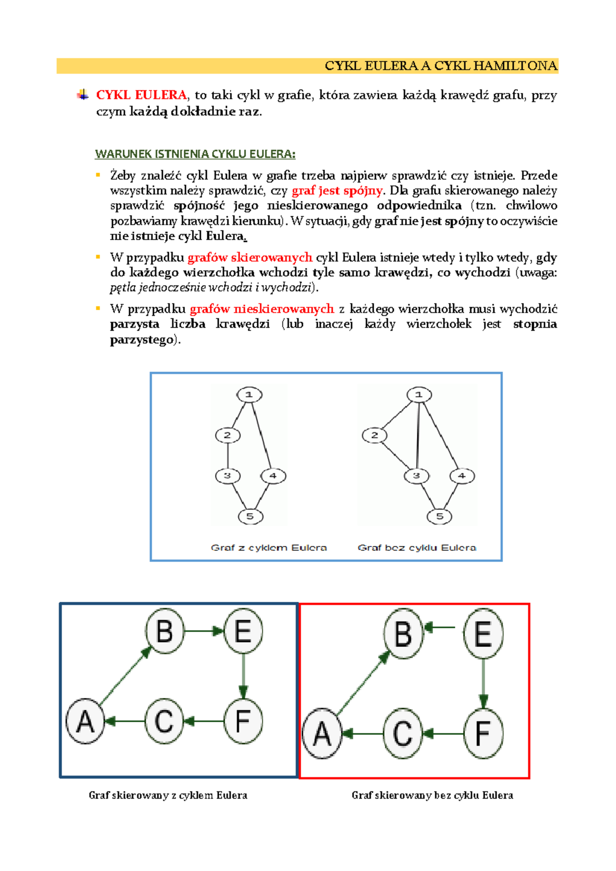 3. Cykl Eulera a Hamiltona - CYKL EULERA A CYKL HAMILTONA CYKL EULERA ...