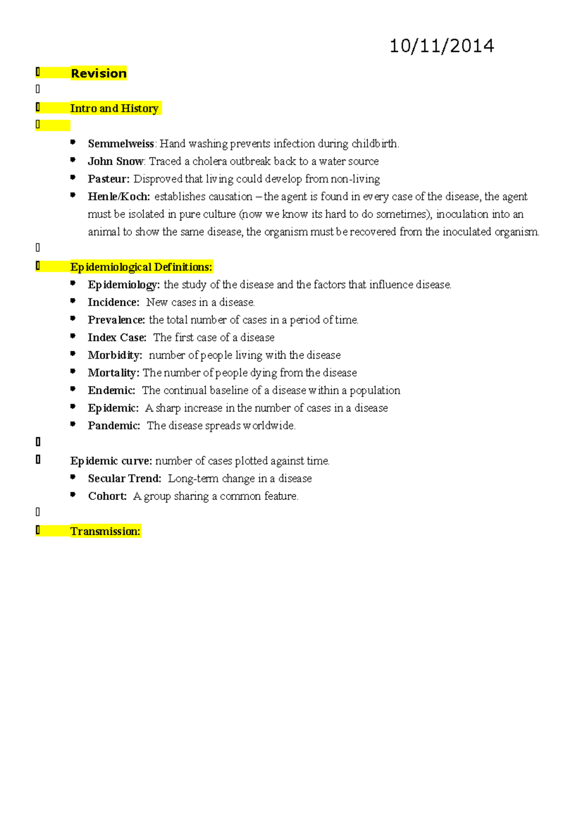 Revision summaries - Revision Intro and History Semmelweiss: Hand ...